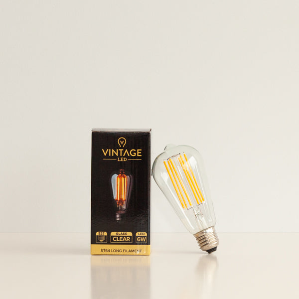 ST64 6W E27 2200K LONG FILAMENT - Vintage LED - LED Edison Globes & Pendants