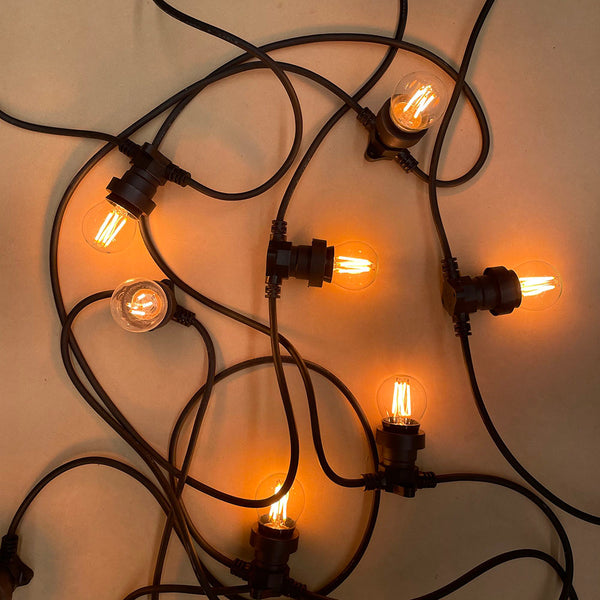 20m Festoon Lighting String with 20 x LED G45 3W E27 Clear Glass 2200k ...